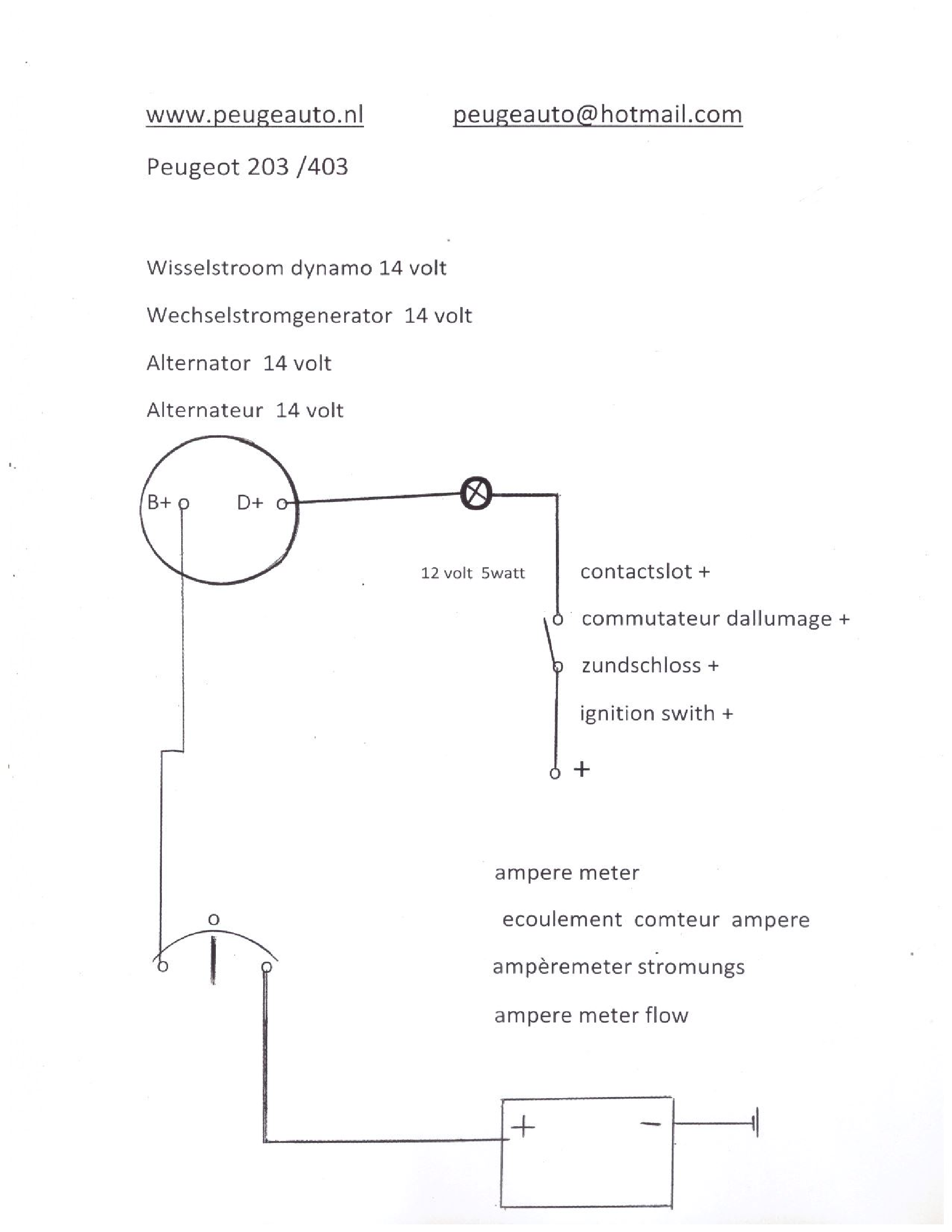 Wisselstroom dynamo Peugeot 203 403 D4A - Peugeauto